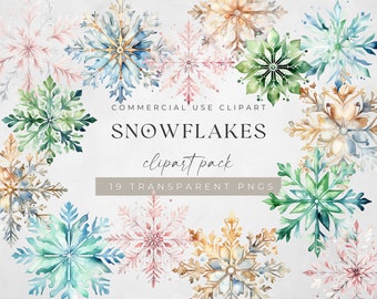 20 Watercolor Winter PNG Snowflakes Christmas Clipart - Etsy