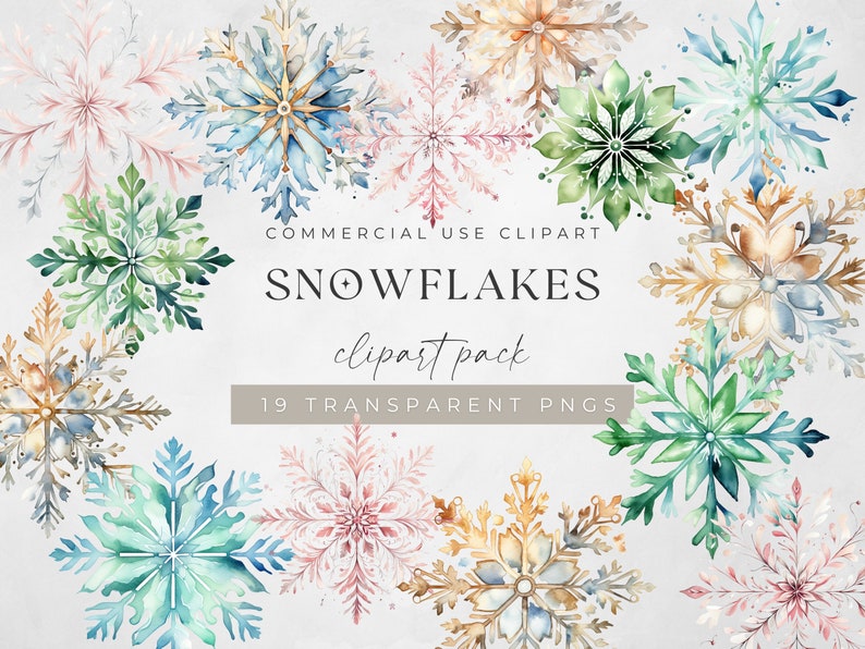 Snowflake Watercolor Clipart, Pink Snowflake Clip Art, Watercolor ...