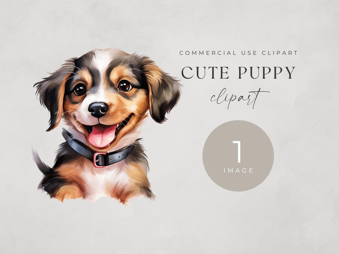 Puppy Love Clipart, Cute Dog Watercolor SINGLE IMAGE, for Commercial ...