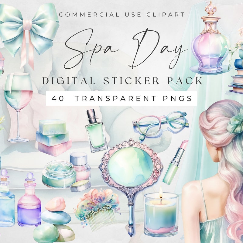 Pink Spa Day Clip Art - Etsy