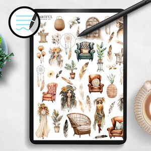 Boho Sticker Pack Digital, PNG Files of Digital Stickers, Digital ...