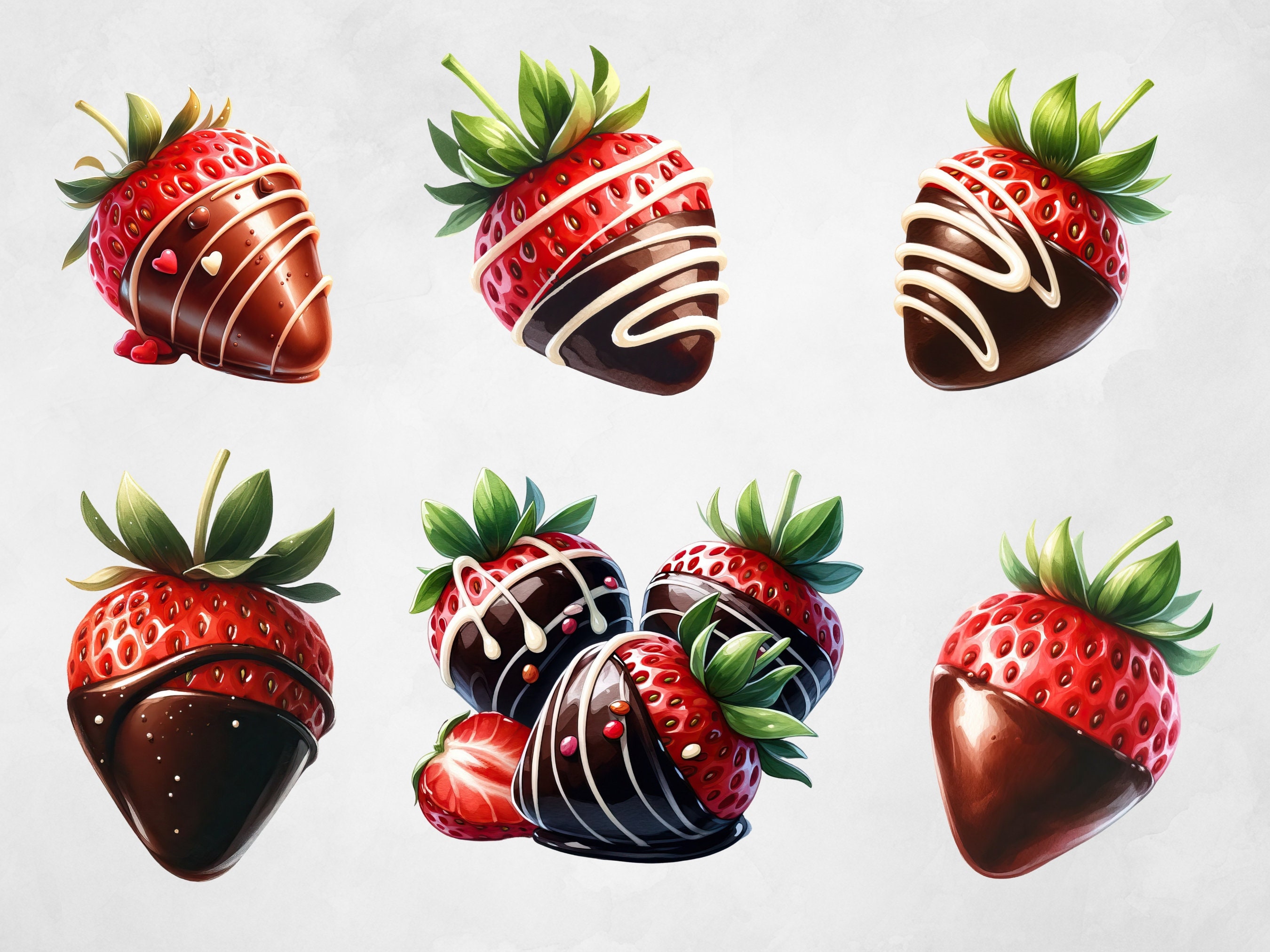 Chocolate Covered Strawberries Clipart PNG, Instant Digital Download ...