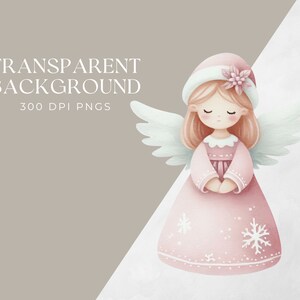 Christmas Angel Clipart, SINGLE IMAGE, Pink Winter Full Commercial Use ...