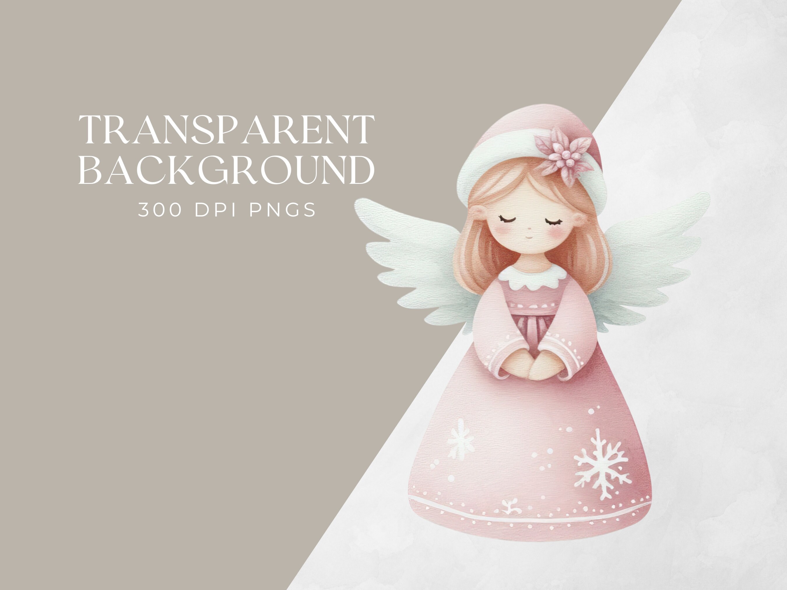 Christmas Angel Clipart, SINGLE IMAGE, Pink Winter Full Commercial Use ...