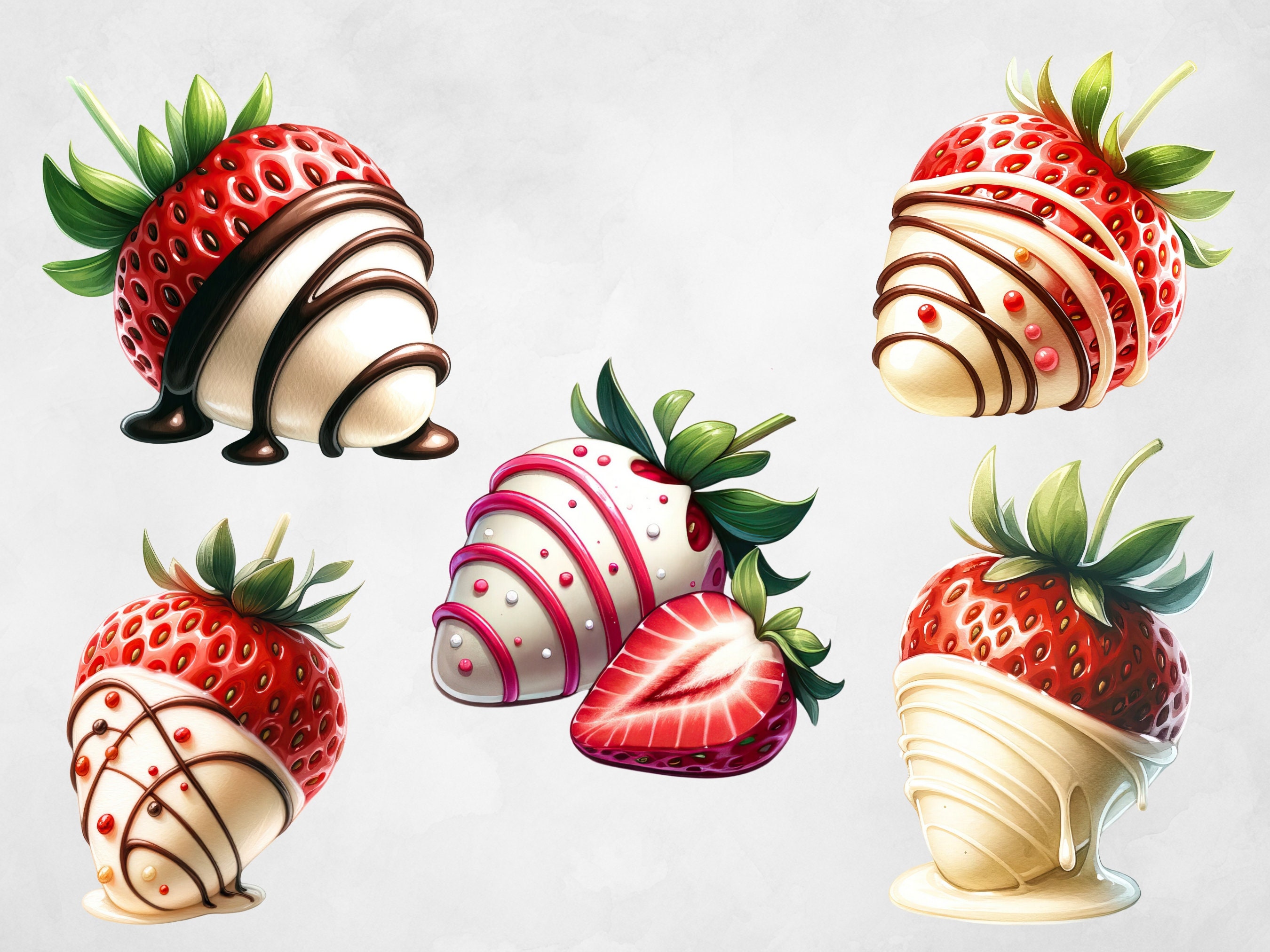 Chocolate Covered Strawberries Clipart PNG for Valentine's Day - Etsy