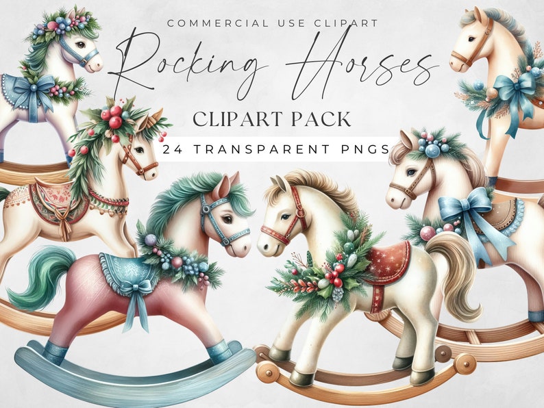 Rocking Horse Clipart, New Baby Clip Art, Festive Horses Pngs, Vintage ...