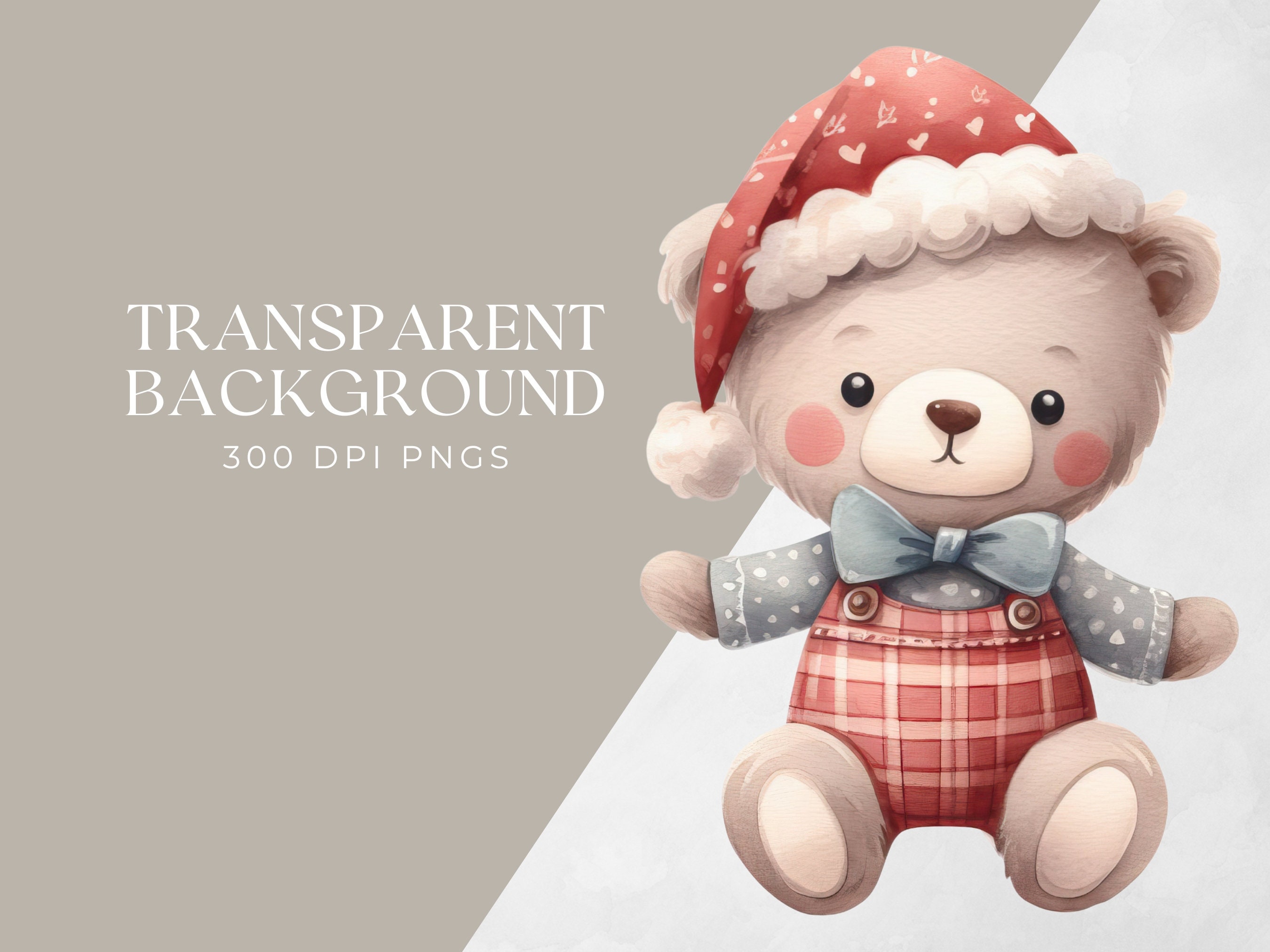 Christmas Teddy Bear Winter Png Clipart, SINGLE IMAGE, for Commercial ...