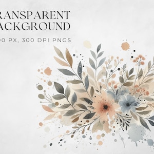 Neutral Watercolor Splatter Clipart, Boho Minimalist Splashes, Abstract ...