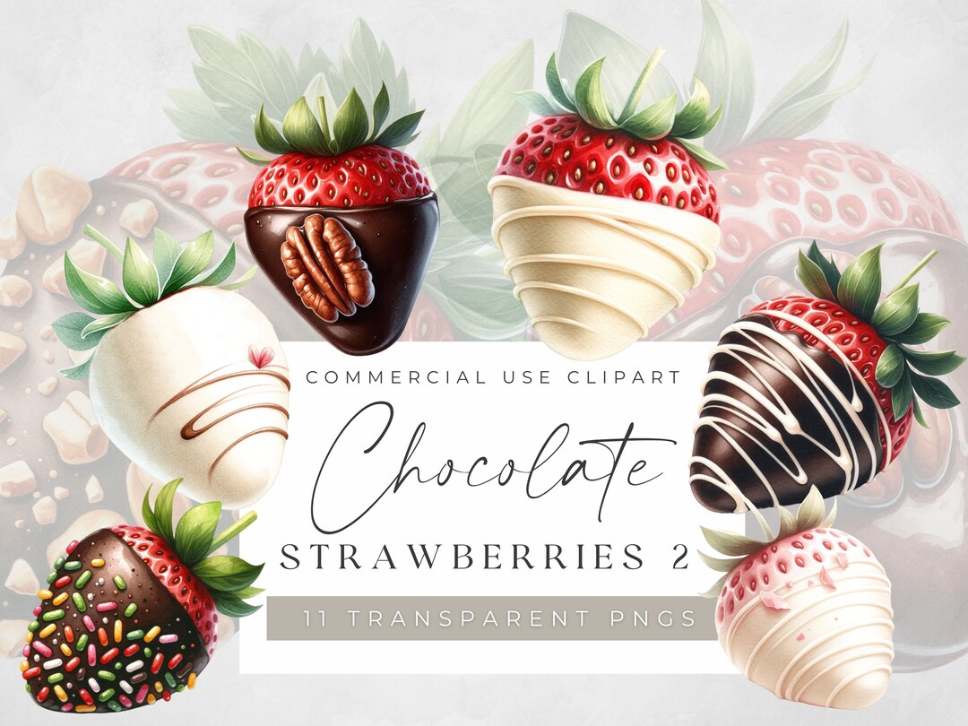 Chocolate Covered Strawberries Clipart PNG, Instant Digital Download ...