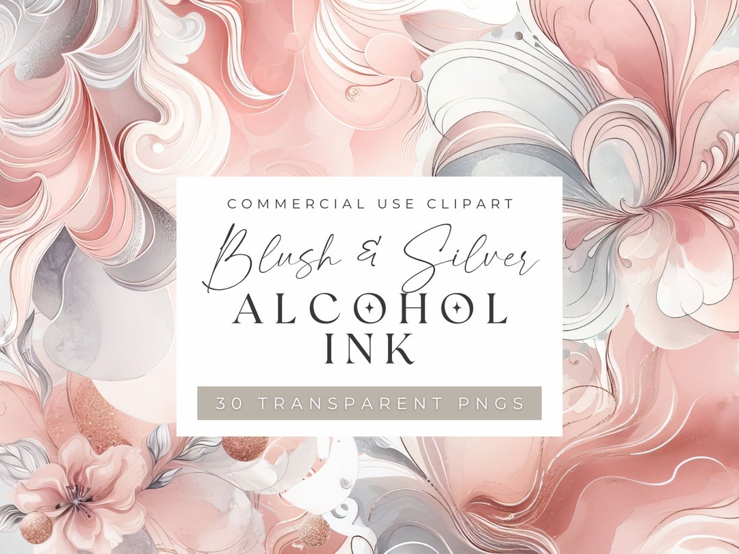 Alcohol Ink Png Clipart, Blush and Silver Abstract Painting Clip Art ...