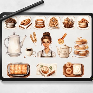 Bakery Digital Sticker, PNG Files of Digital Stickers, Cute Food ...