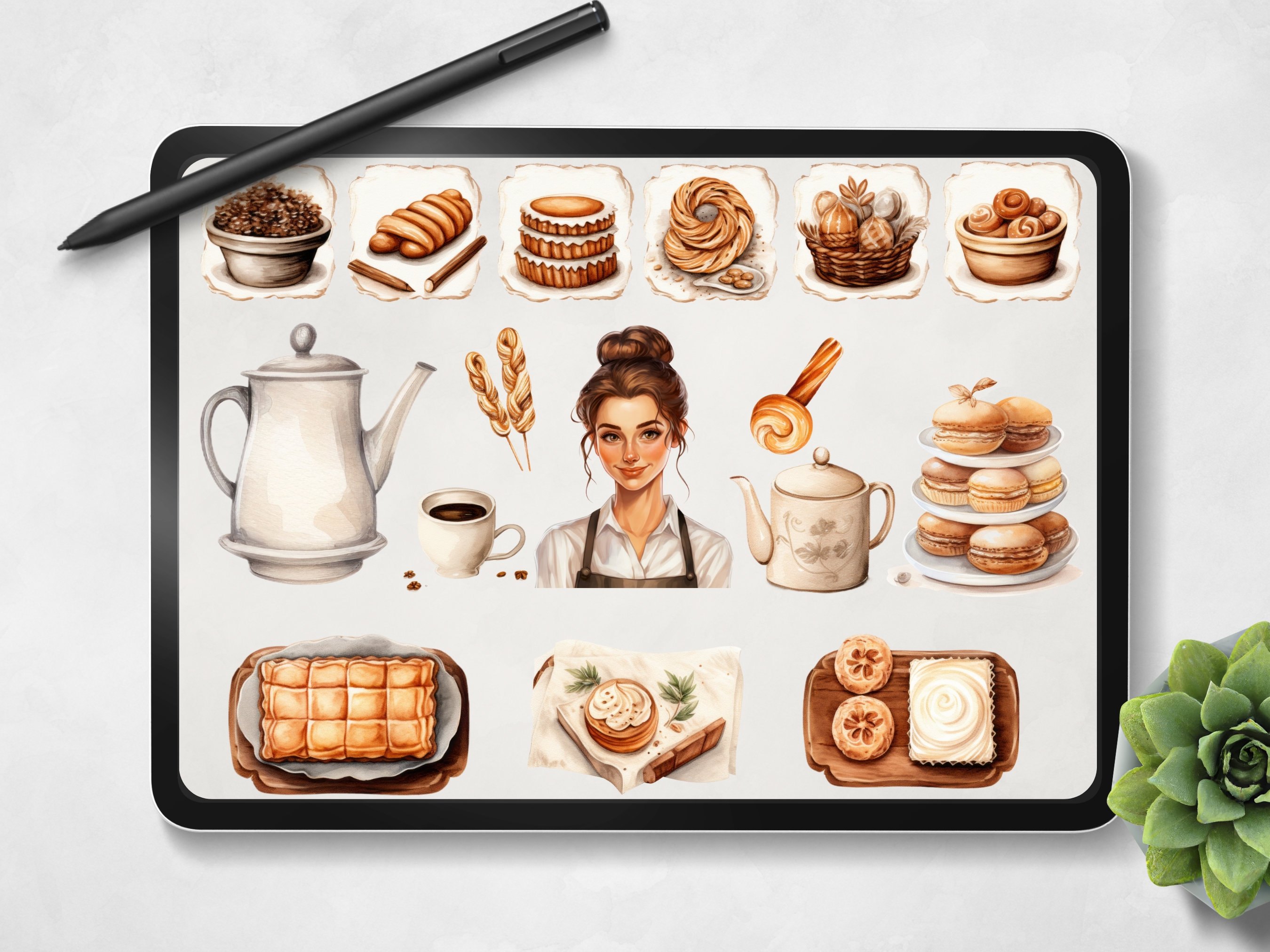Bakery Digital Sticker, PNG Files of Digital Stickers, Cute Food ...