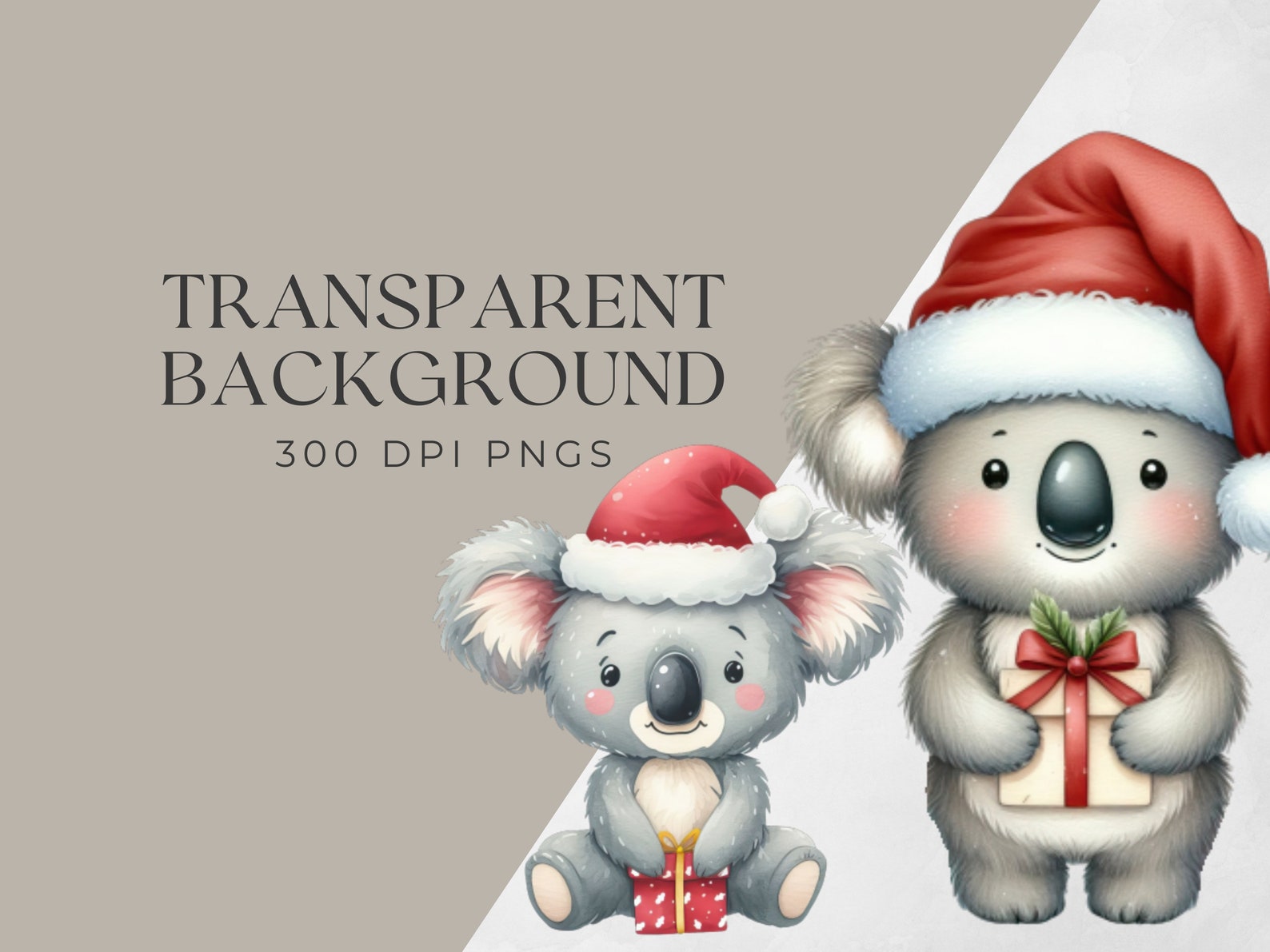 Christmas Koala Clipart Watercolor Australian Animal Clip - Etsy
