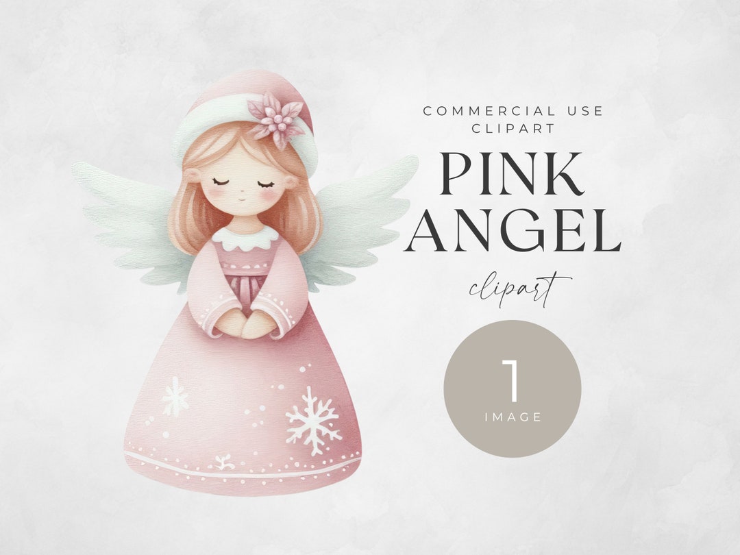 Christmas Angel Clipart, SINGLE IMAGE, Pink Winter Full Commercial Use ...
