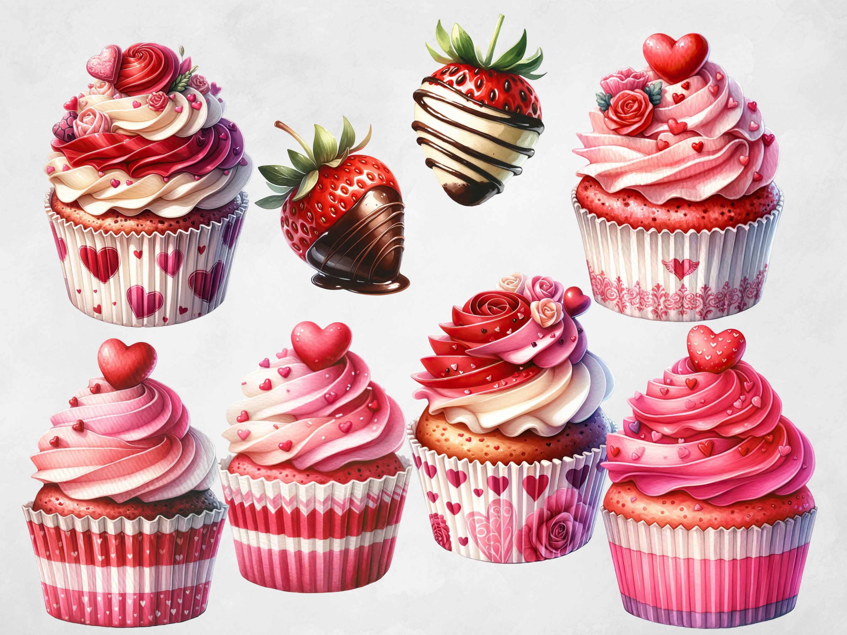 Valentine Dessert Clipart, Baking Clip Art, Cupcakes PNG, Love Clipart ...