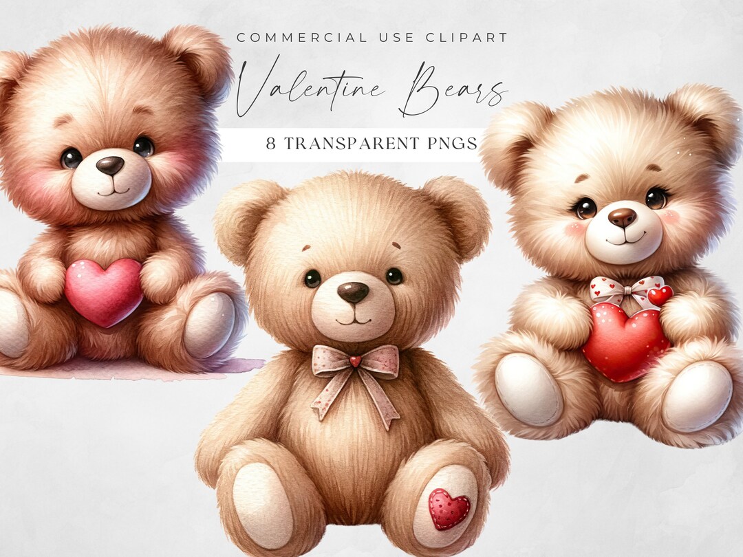 Valentine Bear Clipart, Love Clip Art, Cute Teddy Bear Heart Valentines ...