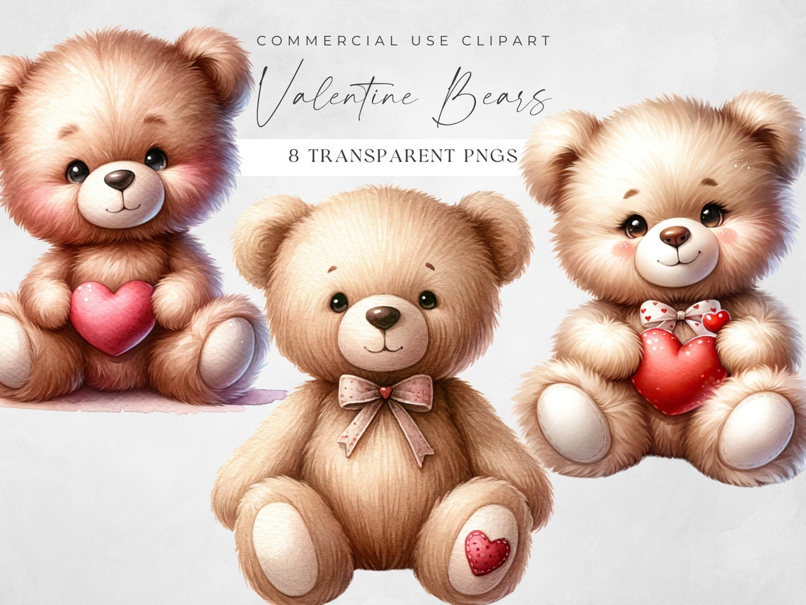 Valentine Bear Clipart, Love Clip Art, Cute Teddy Bear Heart Valentines ...