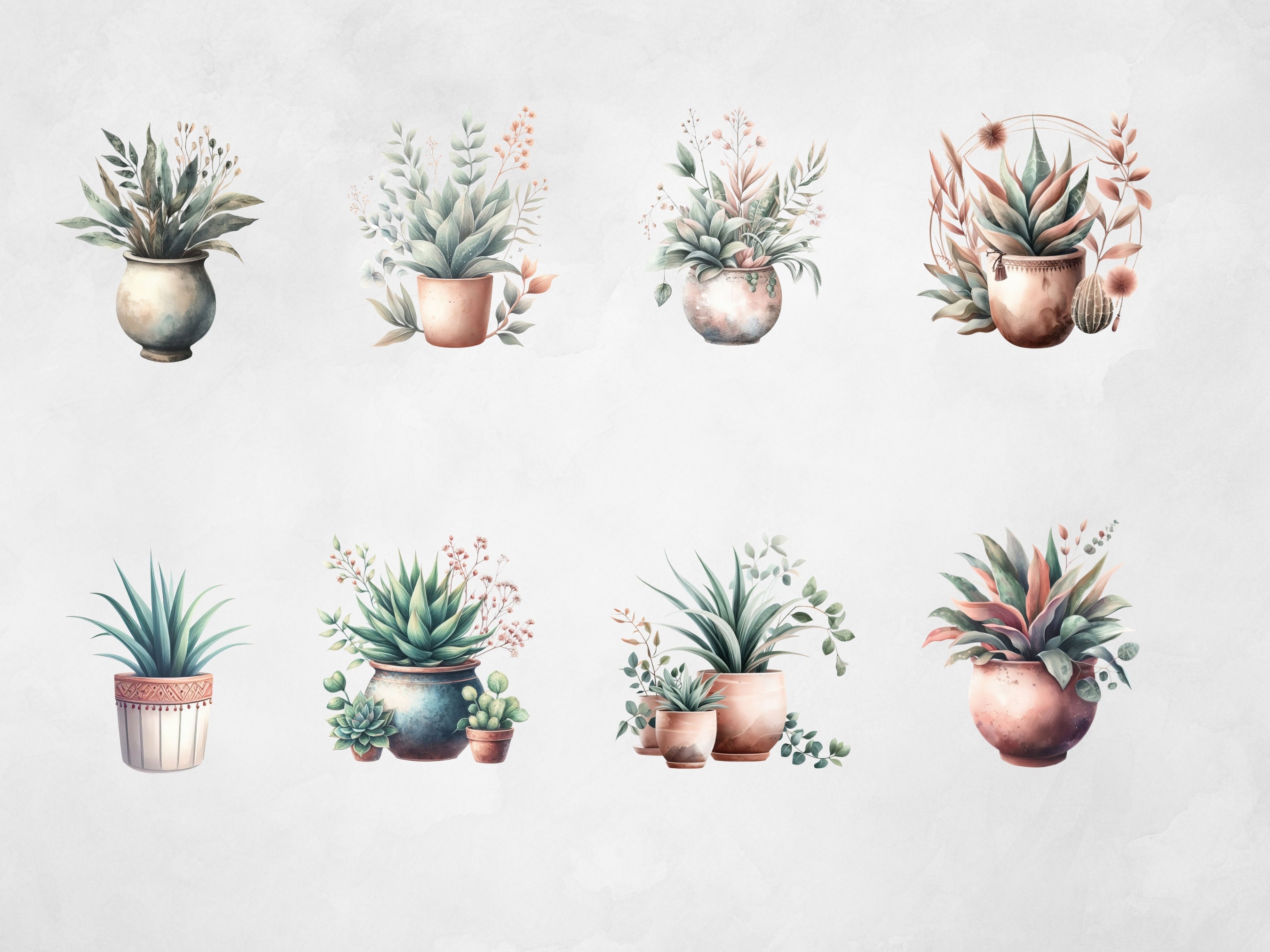 Hanging Plants Clipart, Watercolor Potted Plant, Houseplants Instant ...