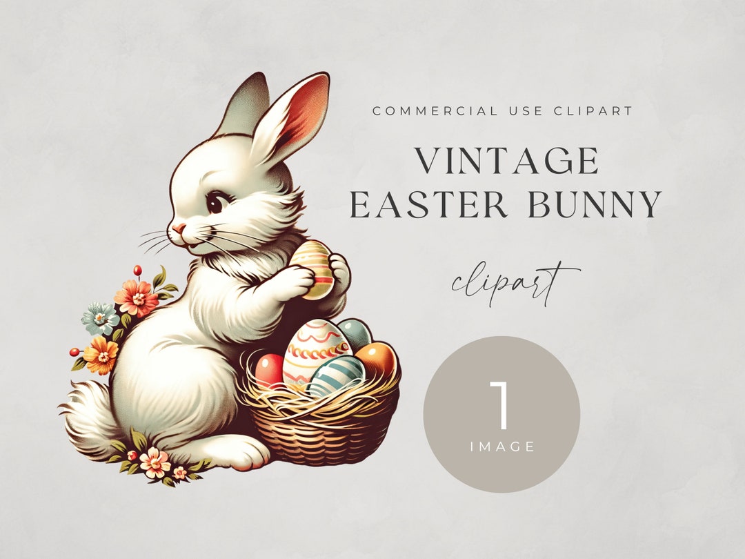 Vintage Easter Rabbit Clipart, SINGLE IMAGE, Bunny PNG, Paper Crafts ...