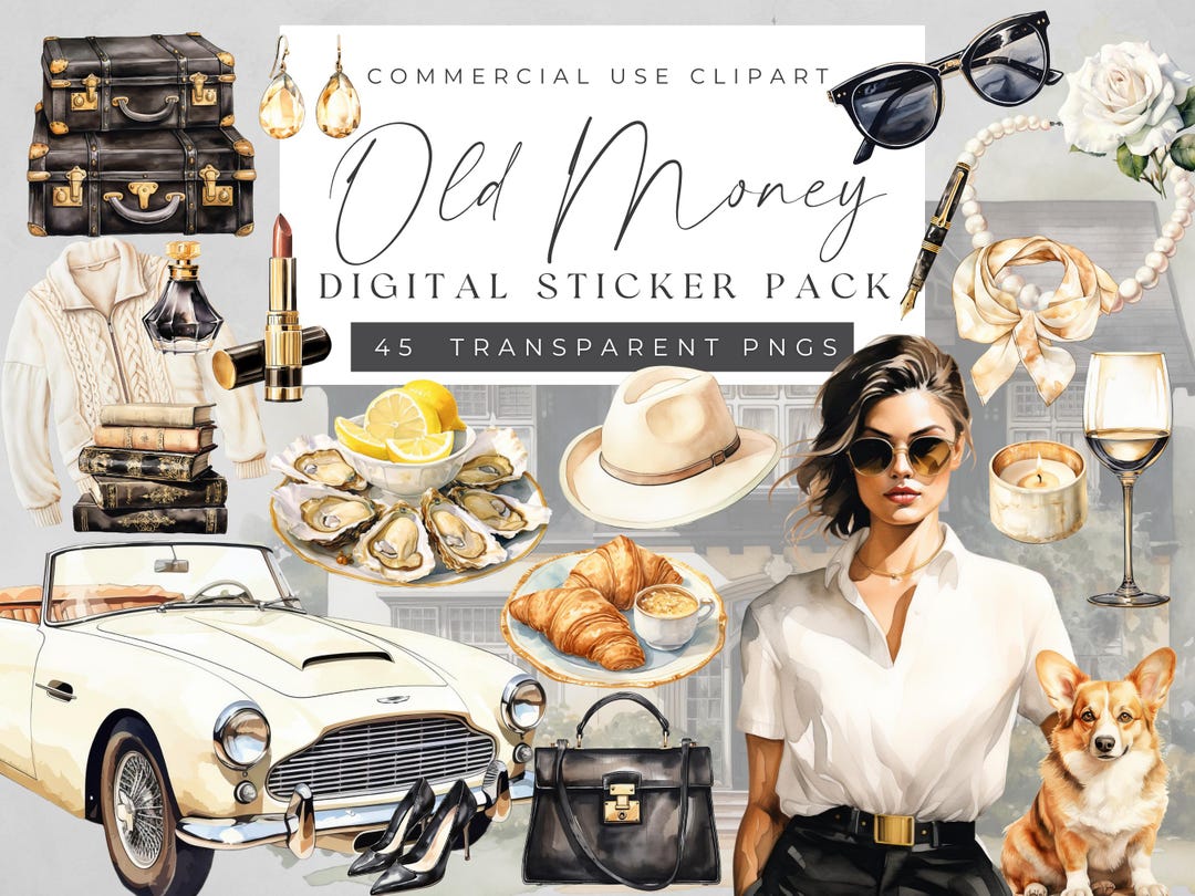Old Money Aesthetic Digital Planner Stickers, Pre-cropped PNG Files ...