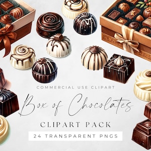 Box of Chocolate Clipart, Watercolor Chocolates PNG, Valentine ...