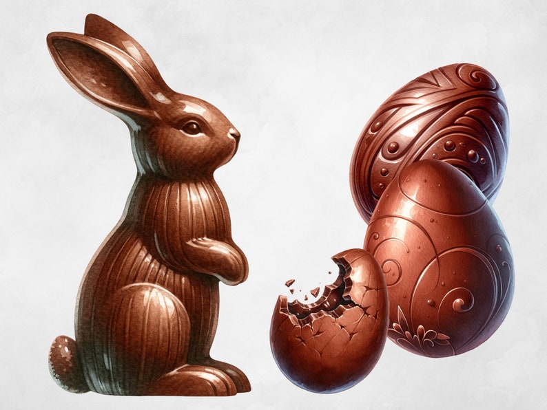 Chocolate Bunny Clipart, Easter Sweets and Candy, Rabbit Pngs, Bitten ...