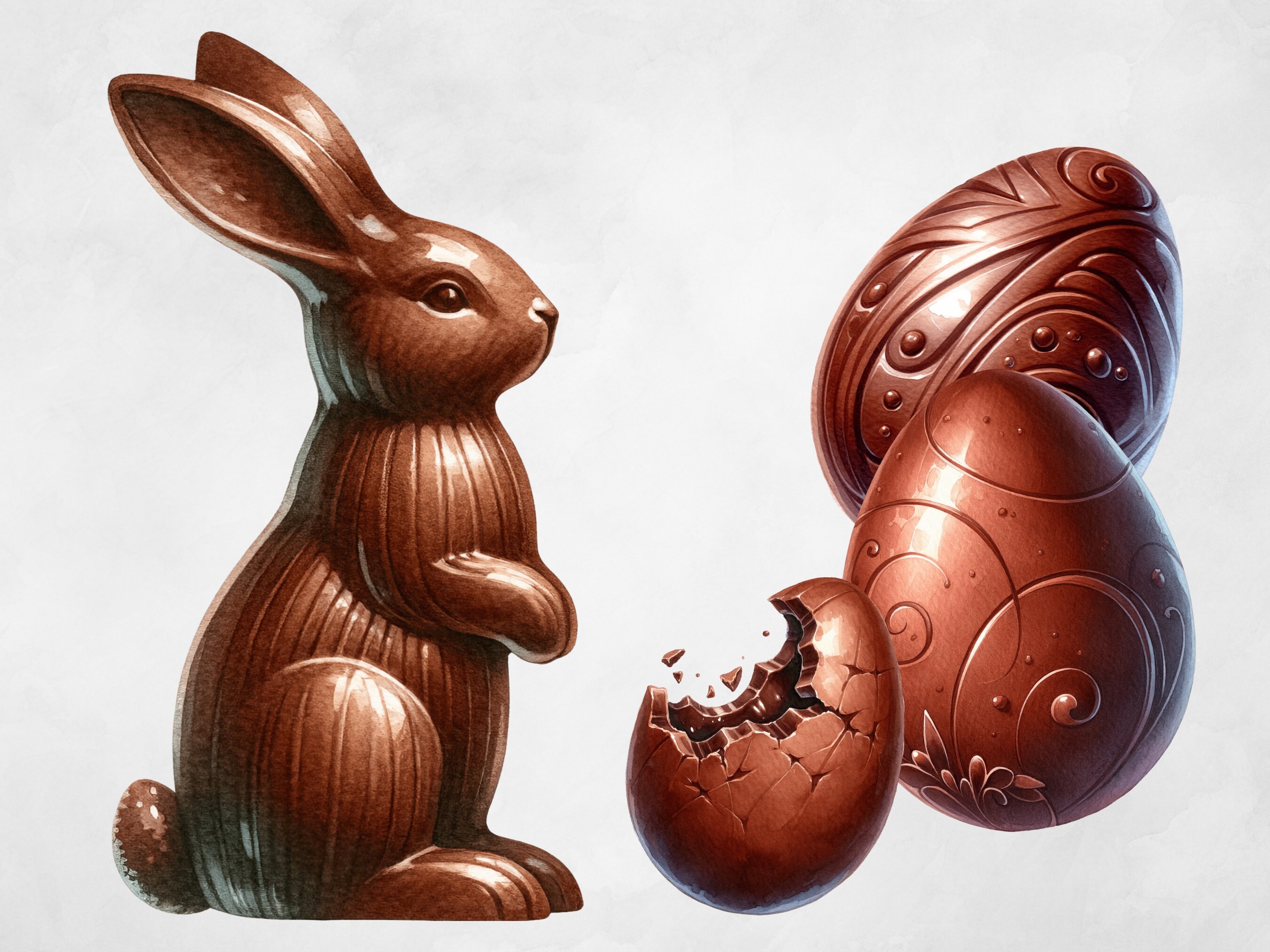 Chocolate Bunny Clipart, Easter Sweets and Candy, Rabbit Pngs, Bitten ...