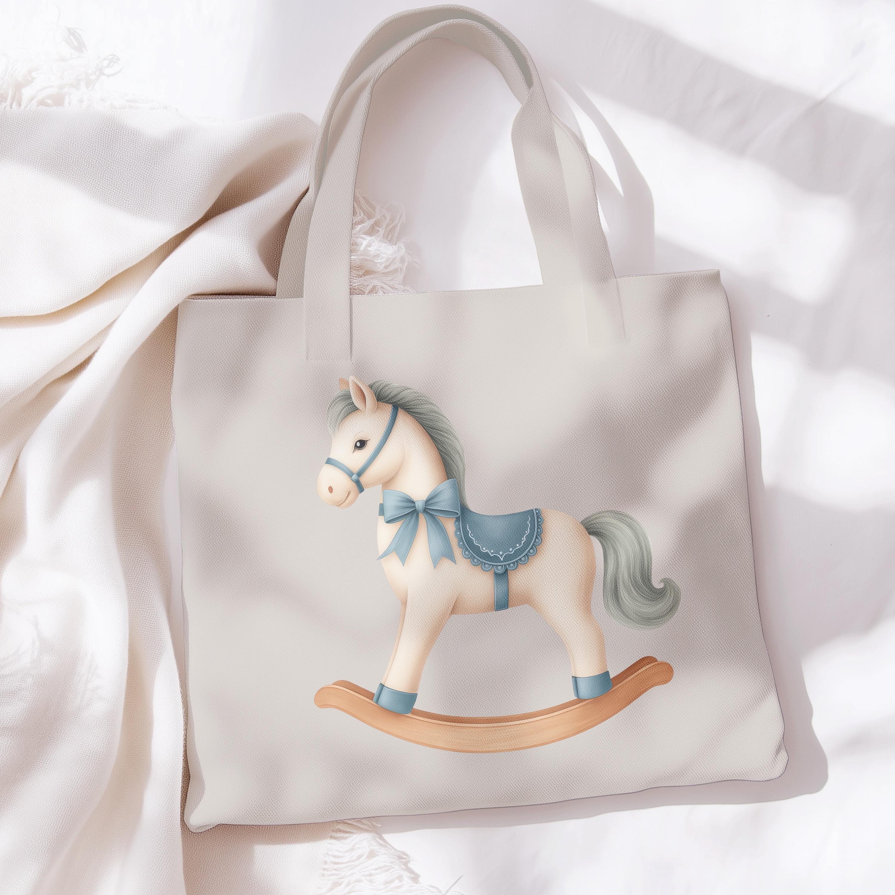Rocking Horse PNG | Baby Shower Clipart, Vintage Toy Blue Bow Graphic ...
