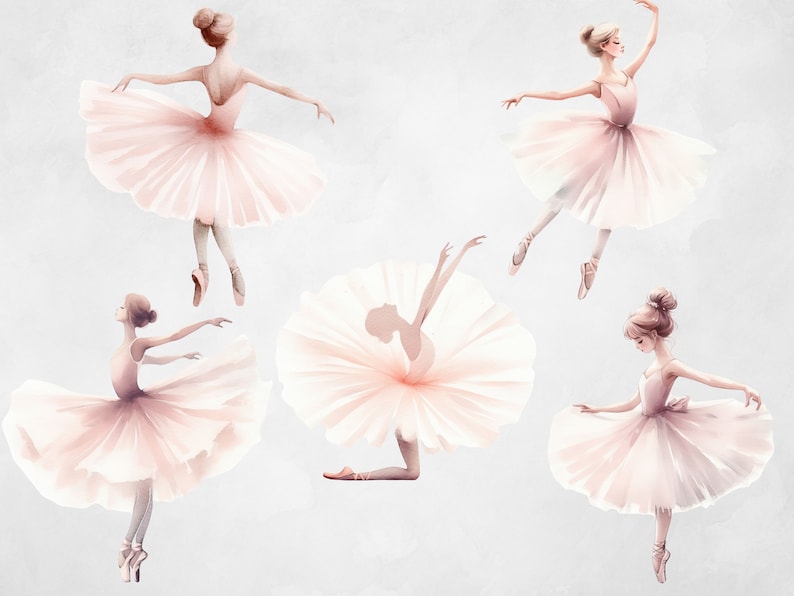 Pink Ballerina Clipart, Clip Art Watercolor Ballet Bundle, Commercial ...