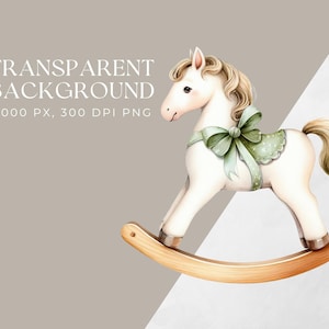 Vintage Rocking Horse Clipart: Baby Shower PNG Graphic (commercial Use ...