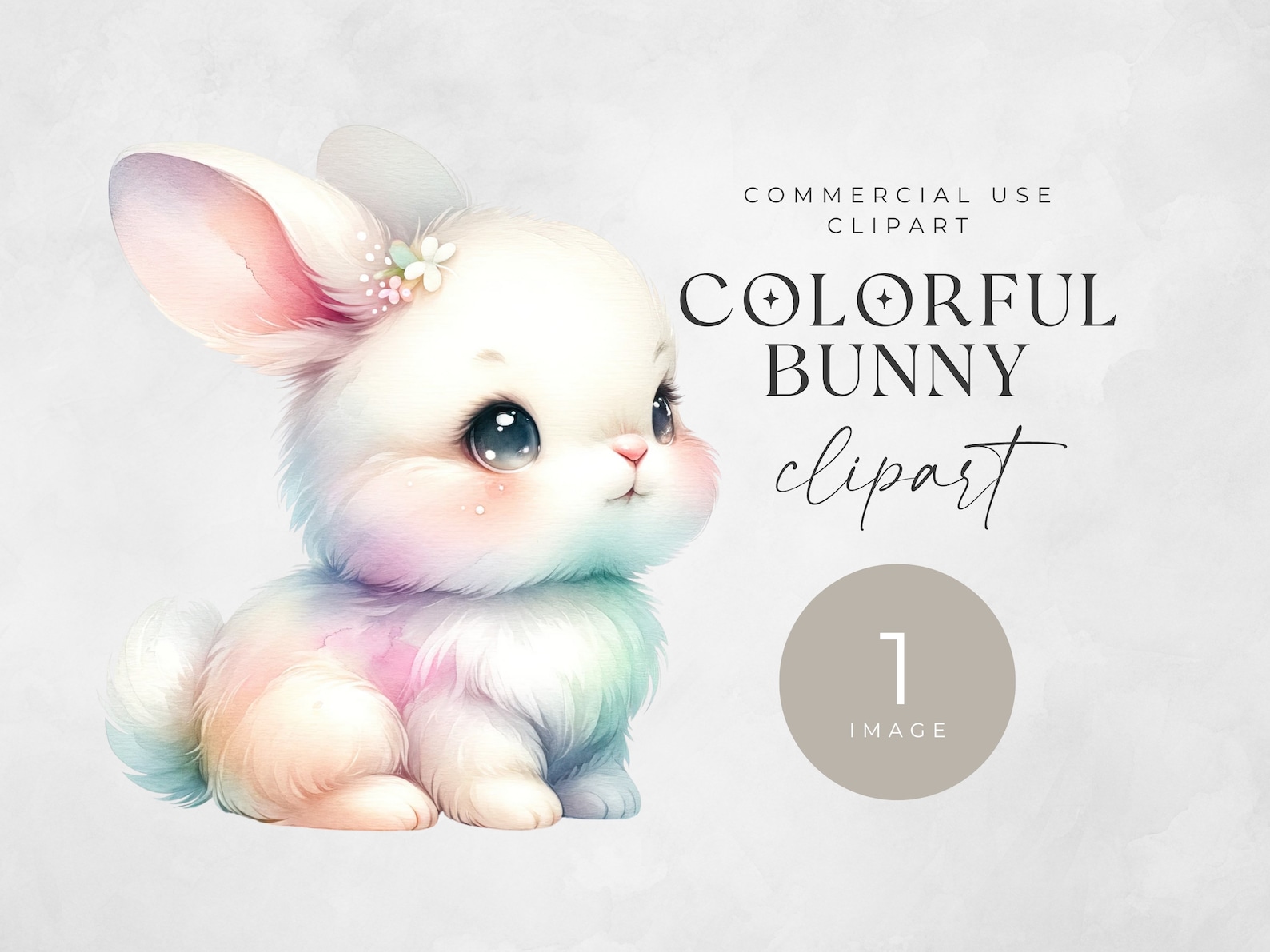 Easter Bunny Watercolor Clipart, SINGLE IMAGE, Adorable Rabbit PNG ...