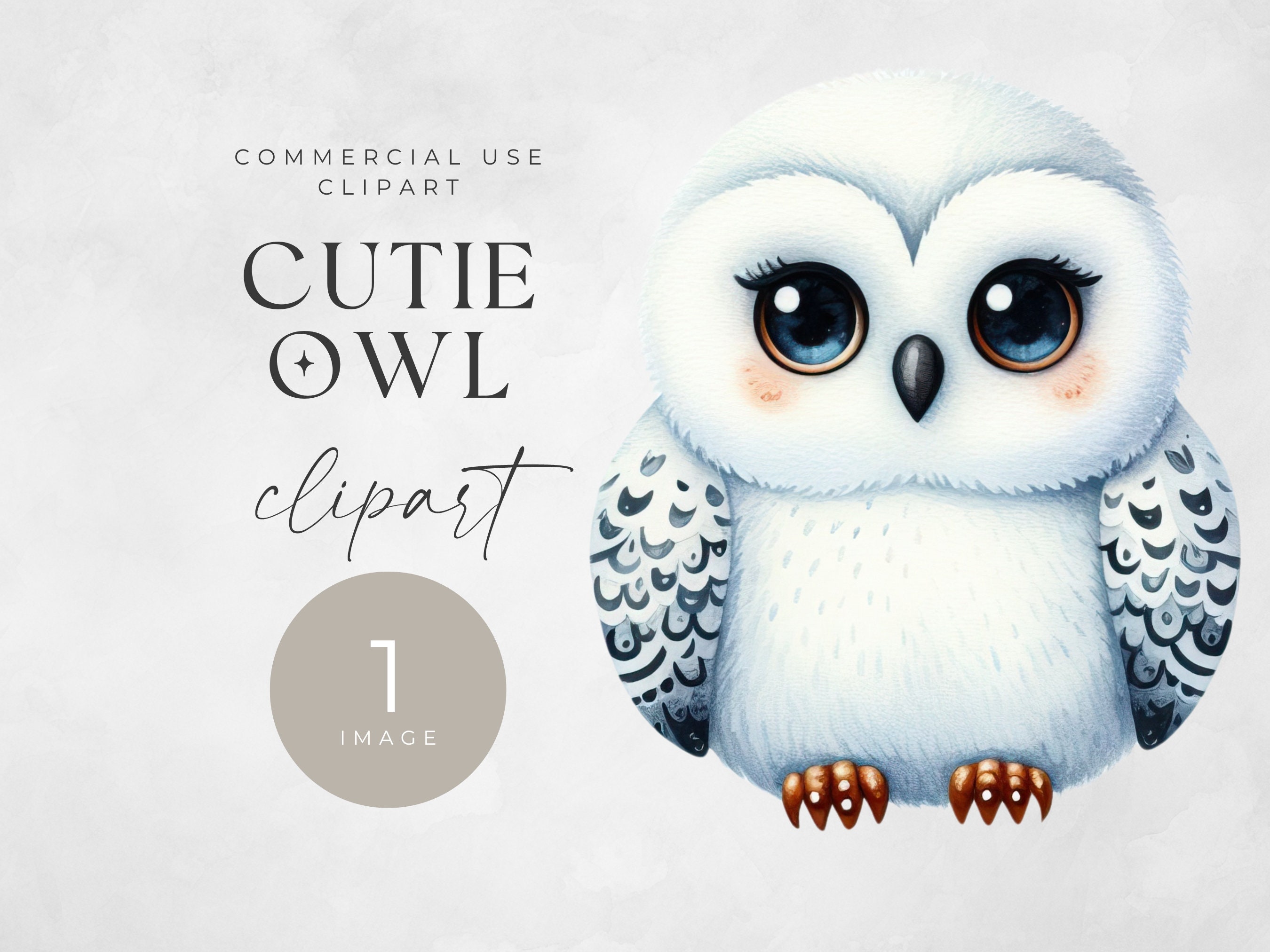 Winter Owl Clipart, SINGLE IMAGE Watercolor Snow Owl Clip Art, Nursery ...