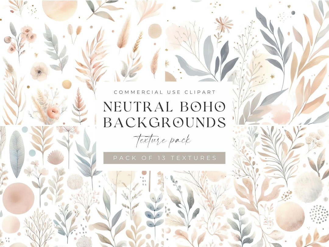 Boho Digital Papers Texture Pack, Natural Color, Junk Journal, Hippie ...