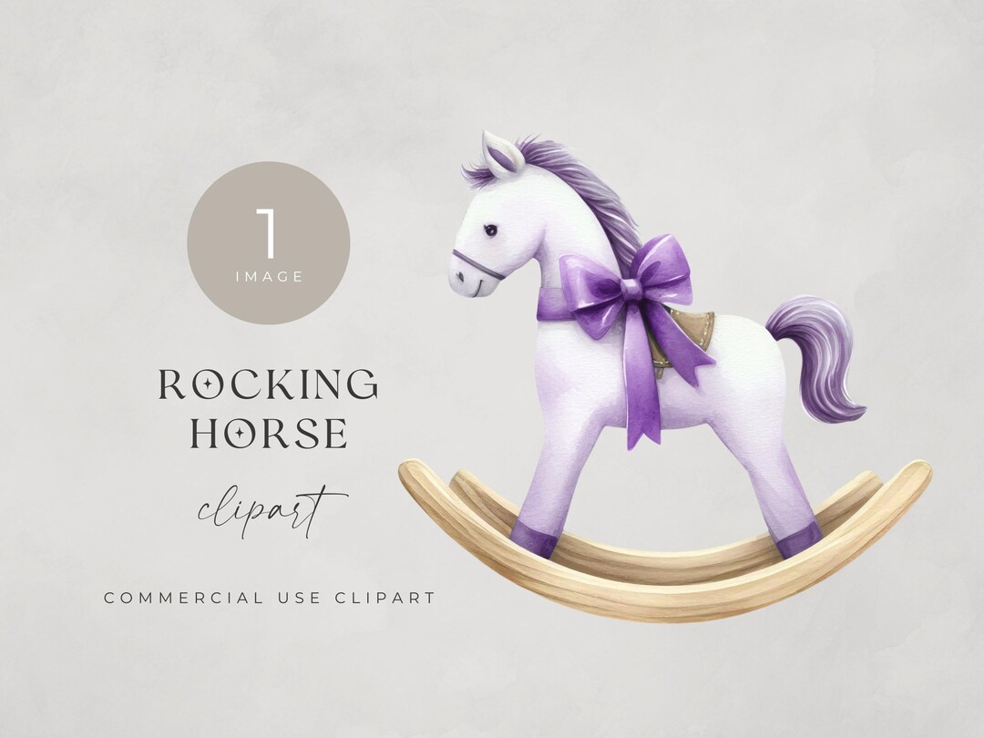 Vintage Rocking Horse Clipart: Baby Shower PNG Graphic (commercial Use ...