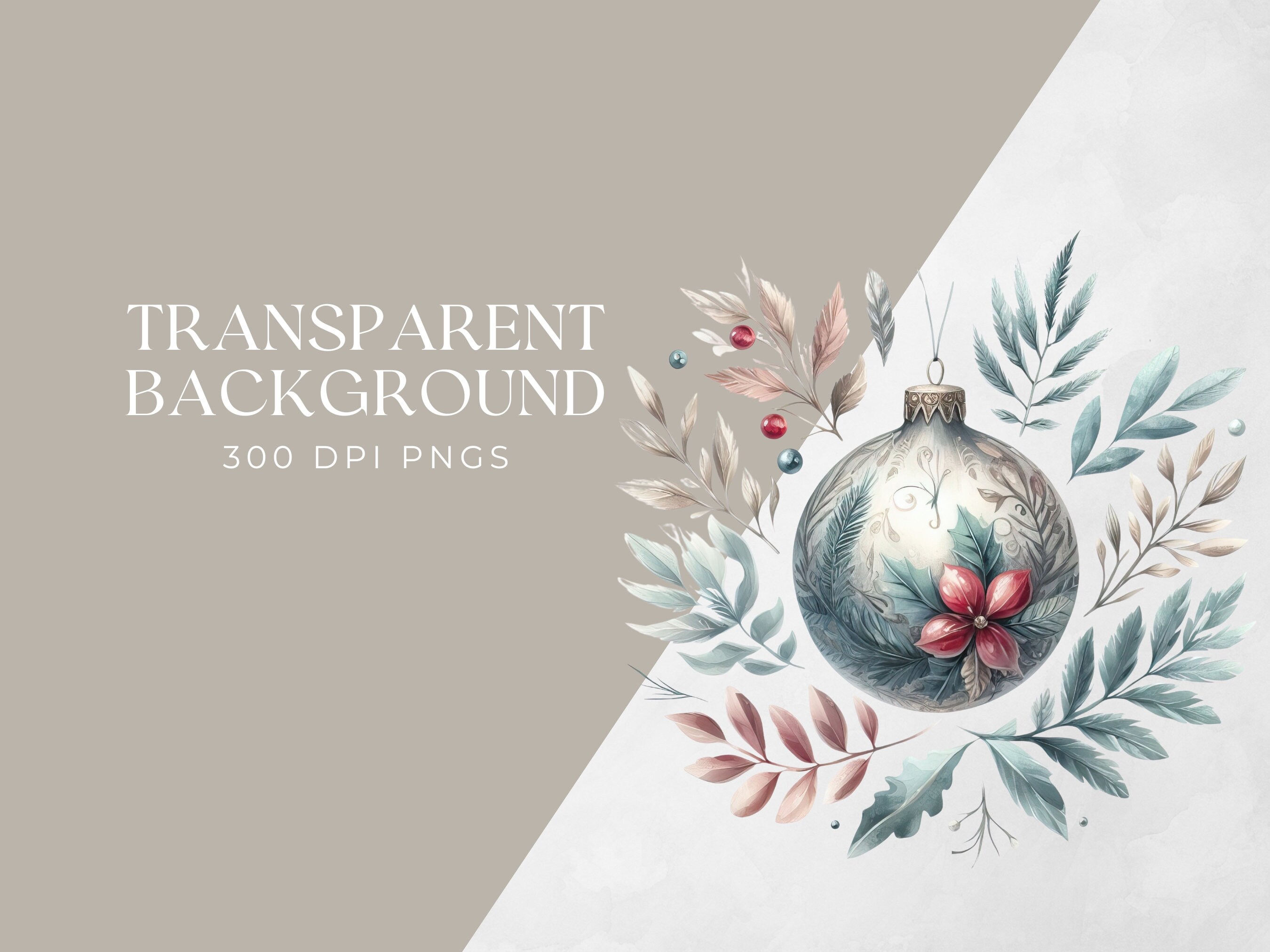 Hanging Ornaments Clipart, Cozy Christmas Clip Art, Holiday Clipart ...