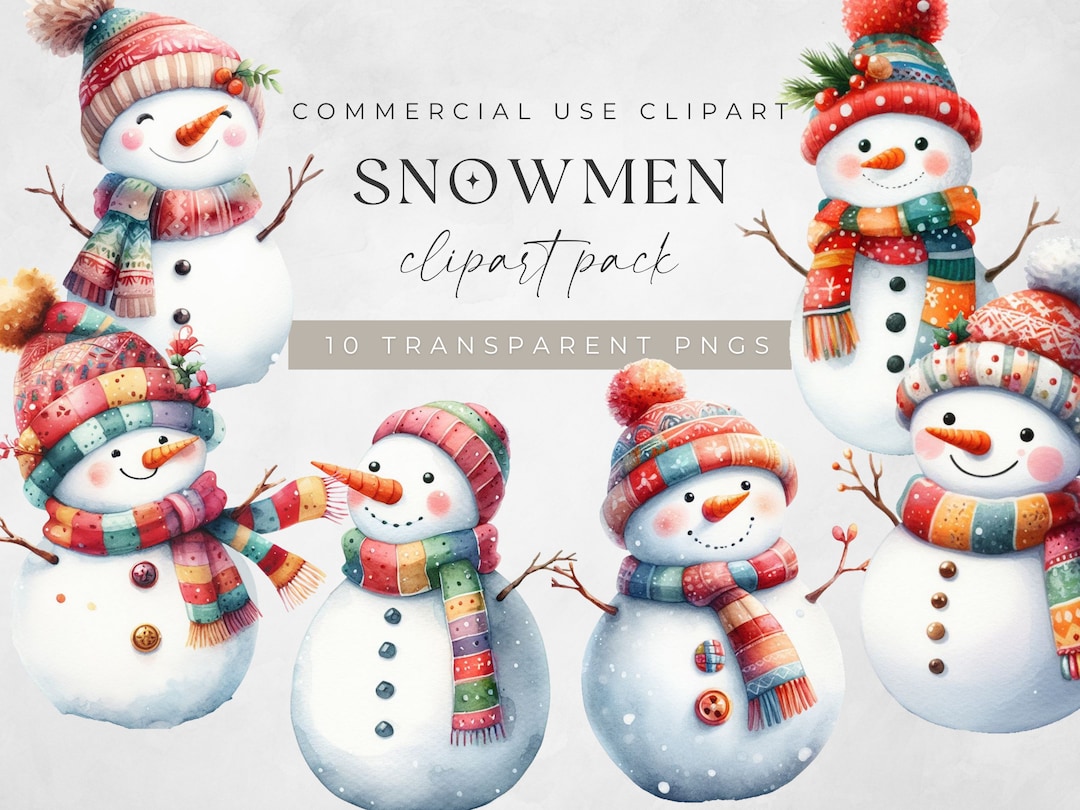 Snowmen Clipart, Snow Clip Art, Digital Paper Craft, Commercial License ...