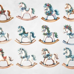 Rocking Horse Clipart, New Baby Clip Art, Festive Horses Pngs, Vintage ...