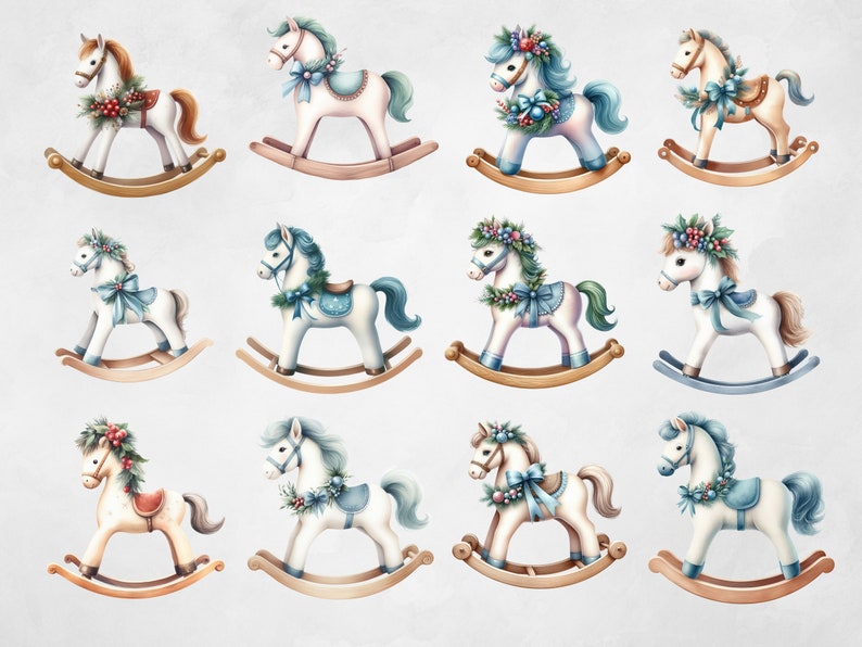 Rocking Horse Clipart, New Baby Clip Art, Festive Horses Pngs, Vintage ...