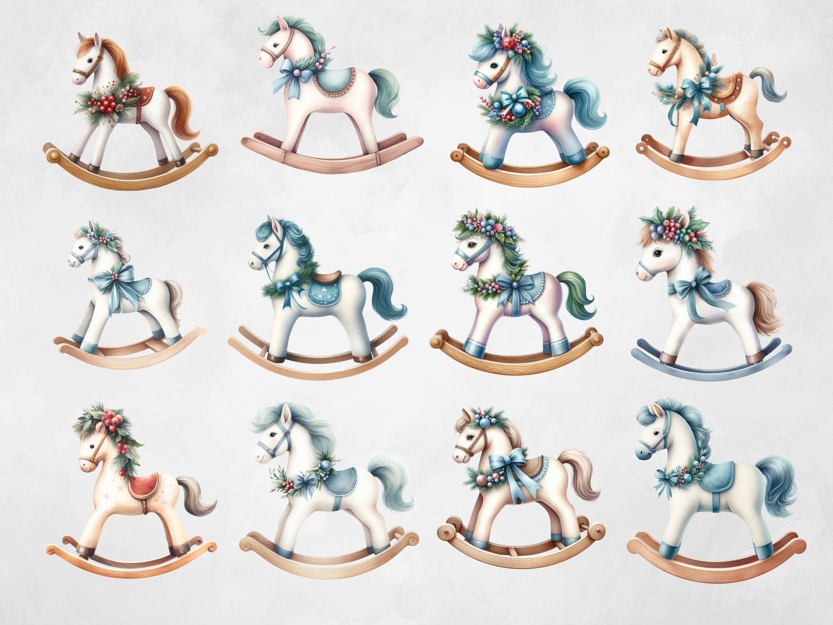 Rocking Horse Clipart, New Baby Clip Art, Festive Horses Pngs, Vintage ...