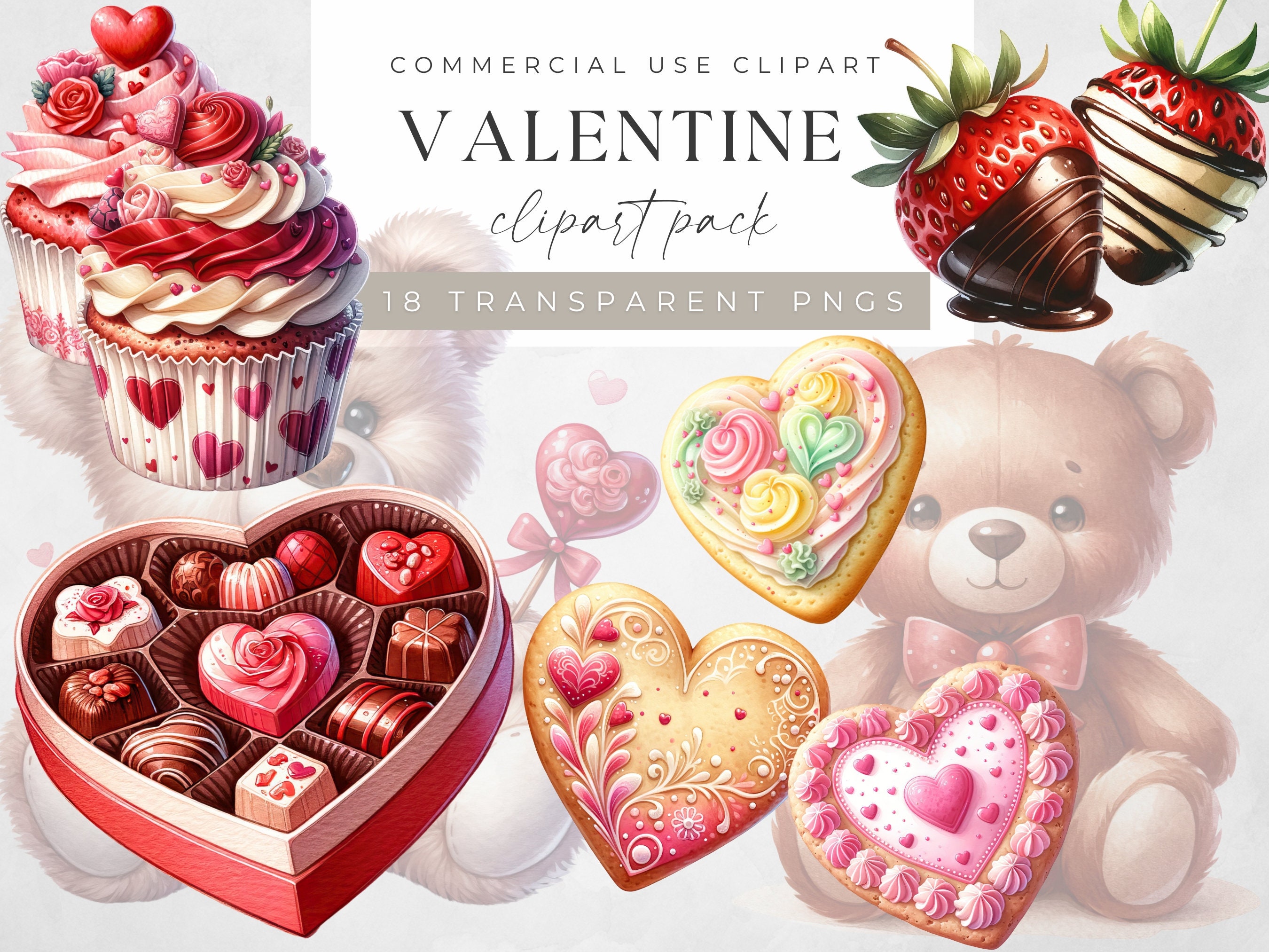 Valentine Dessert Clipart, Baking Clip Art, Cupcakes PNG, Love Clipart ...