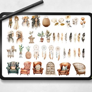 Boho Sticker Pack Digital, PNG Files of Digital Stickers, Digital ...