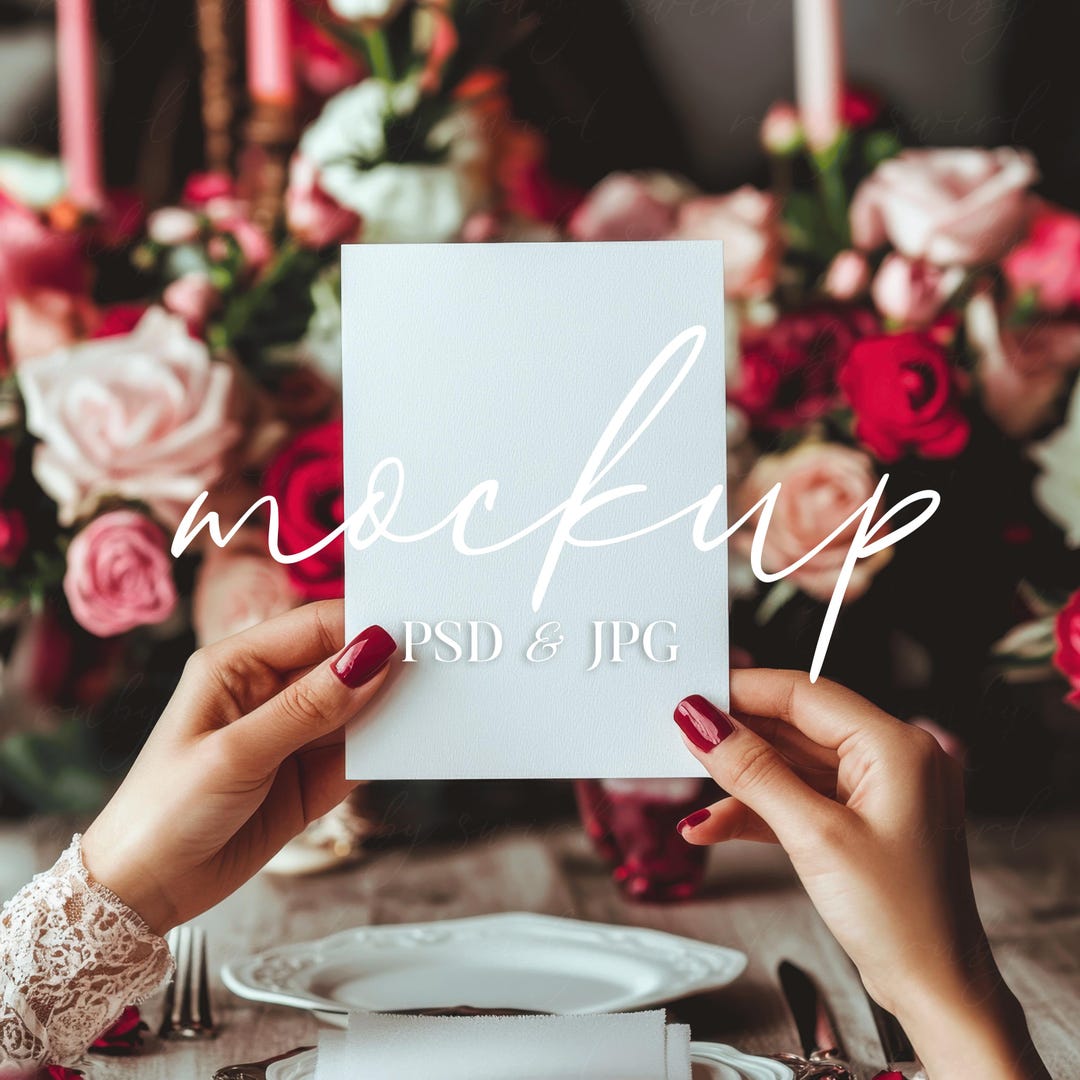 Card Mockup, Valentine Invite Mockup, Romantic Invite Mockup, Wedding ...