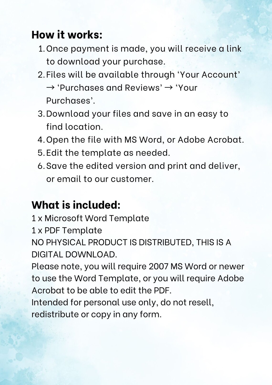 Professional Digital Download Invoice Template - Etsy