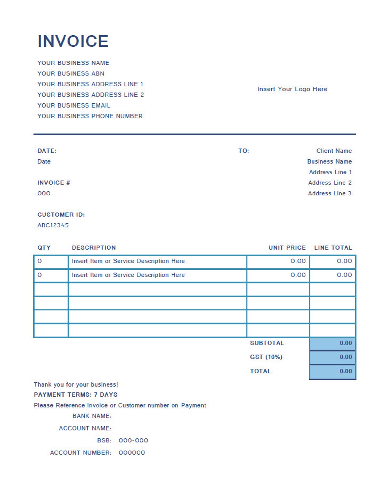Professional Digital Download Invoice Template - Etsy