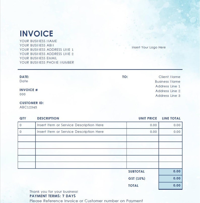 Professional Digital Download Invoice Template - Etsy