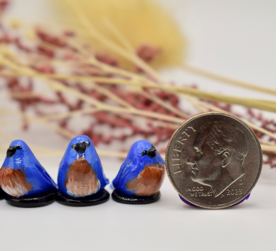 Miniature Blue Bird, Handmade Polymer Clay Bird Figurine - Etsy