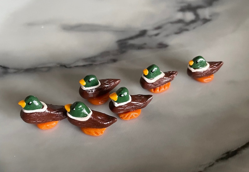 Handmade Miniature Mallard, Polymer Clay Duck Figurine Gift for Duck ...