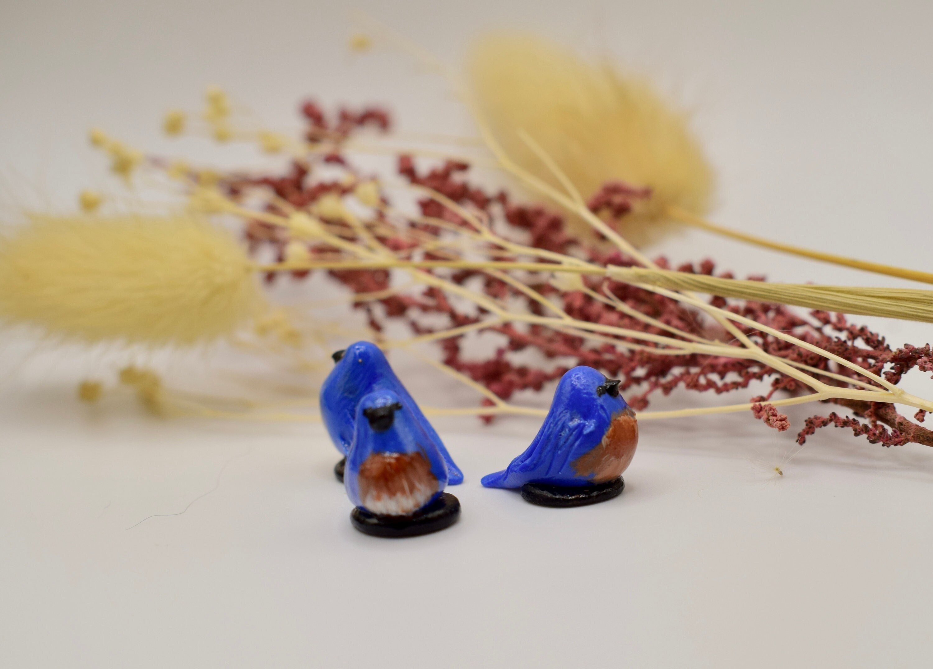 Miniature Blue Bird, Handmade Polymer Clay Bird Figurine - Etsy