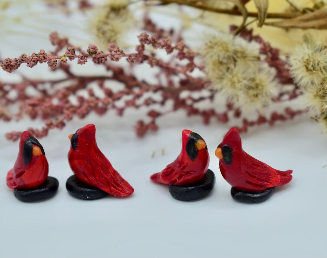 Miniature Handmade Cardinal Gift for Bird Lovers Tiny Cardinal Bird ...