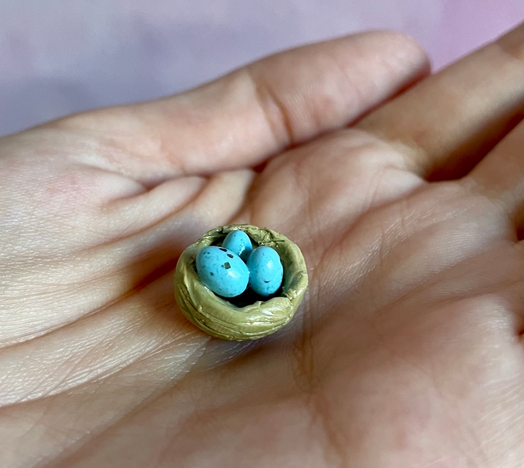 Tiny Robins Nest With Robin Eggs Nest for Fairy Garden Miniature ...